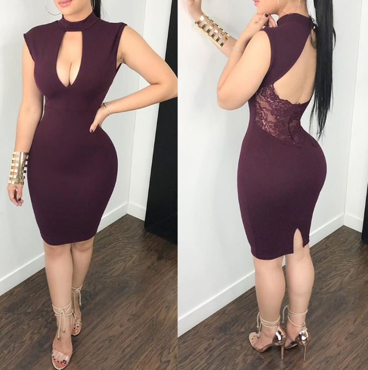 Slim Sexy Lace Backless Dress – Shodg