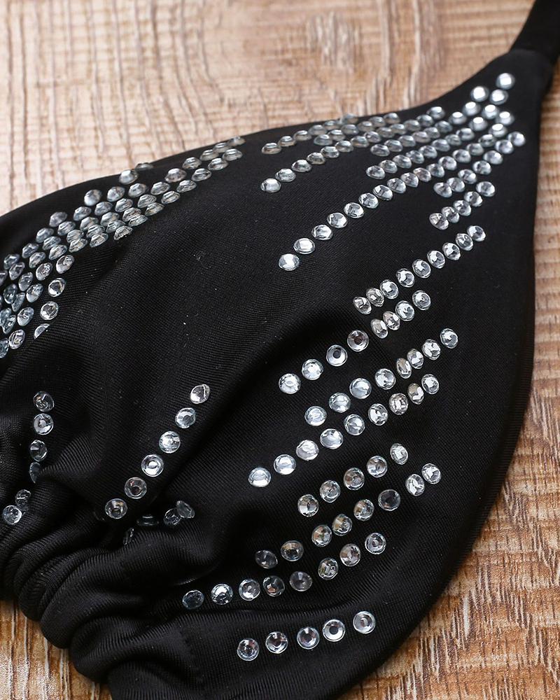 Solid Color Backless Diamond Bikini Swimsuit – Shodg
